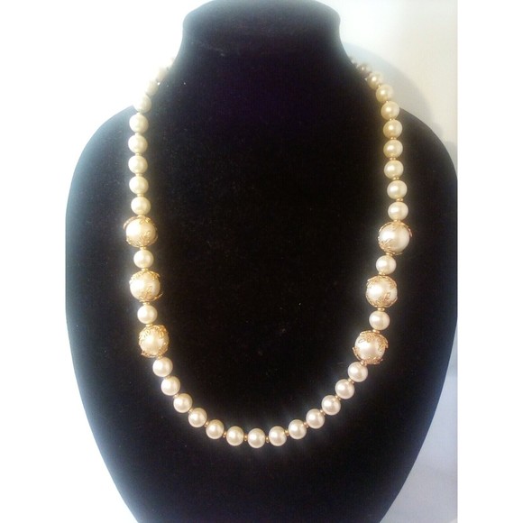 Napier | Jewelry | Vintage Napier Faux Pearl Necklace With Goldtone ...